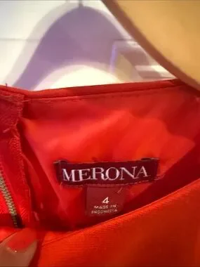 Merona | Dresses | Merona Bright Orangered Belted Midi Sheath Dress ...